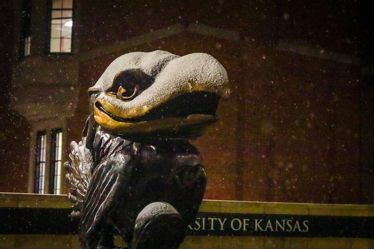 Photos: Jayhawks get a light dusting of snow – The Lawrence Times
