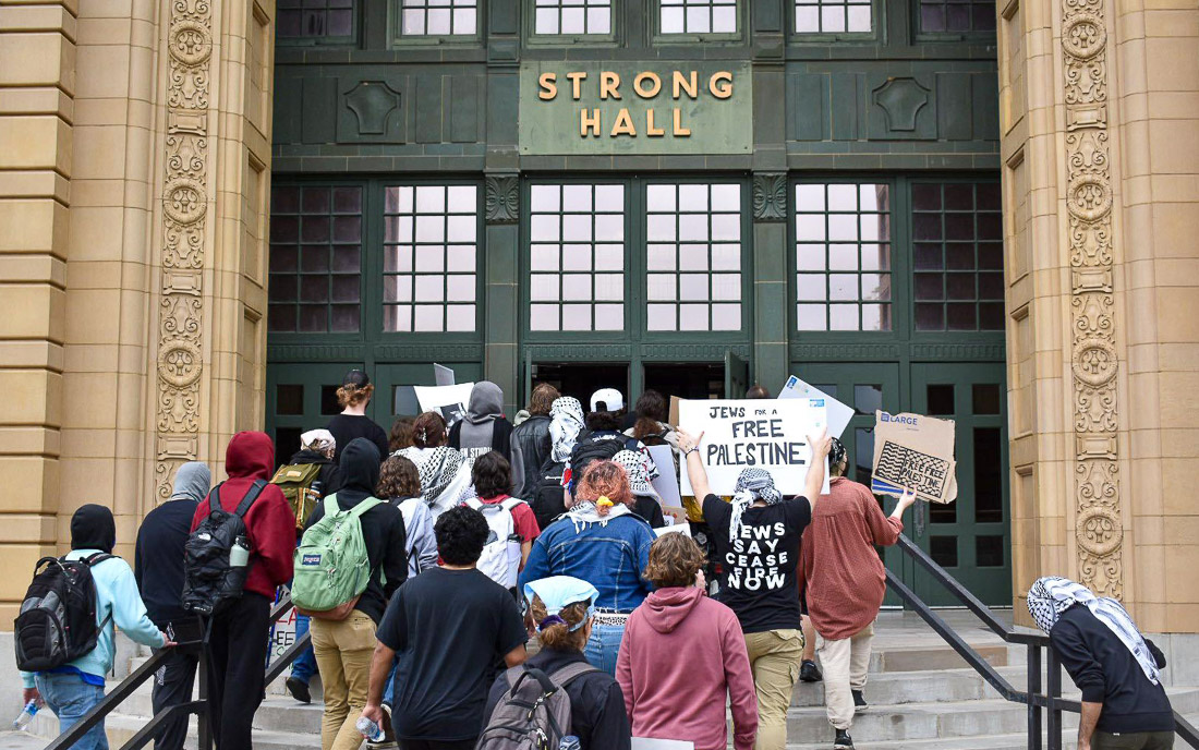 Pro-Palestine protesters march through KU’s campus; Lawrence High ...