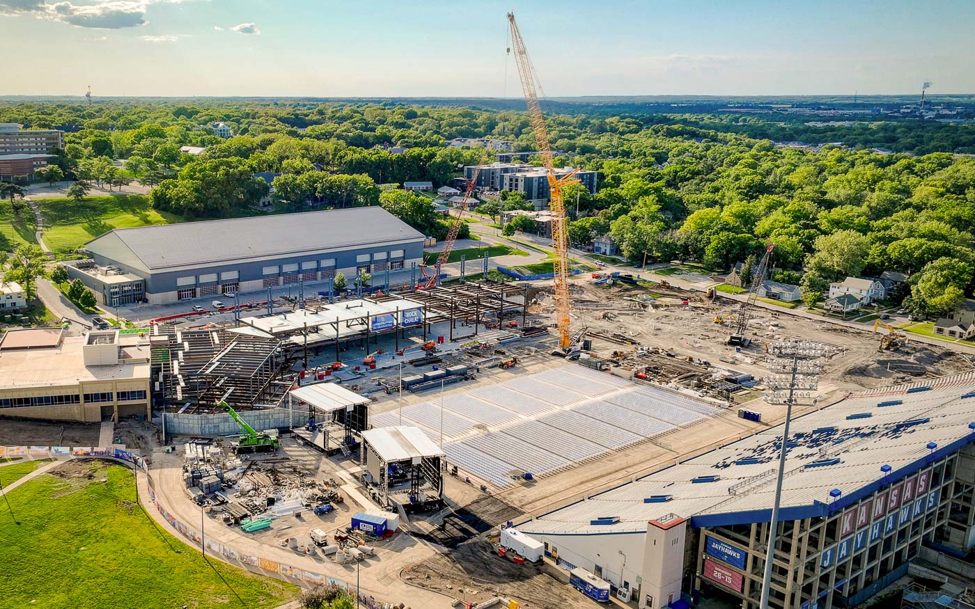 A look at the KU football stadium about 36 hours before graduation ...
